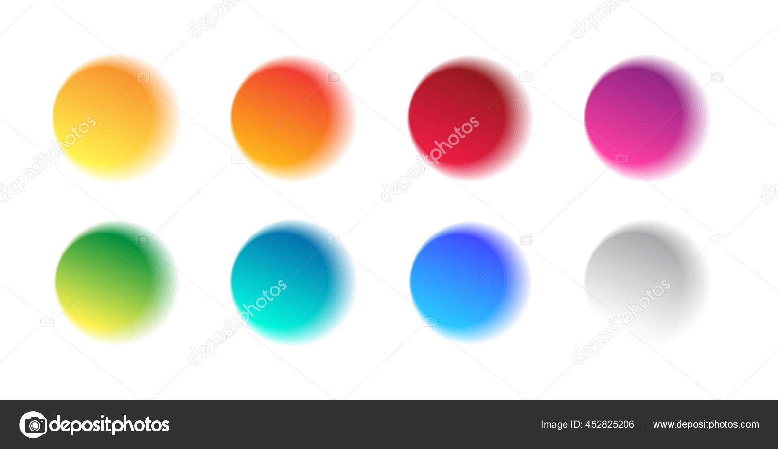 Set of paint transparent brush samples of color circles of all colors ...