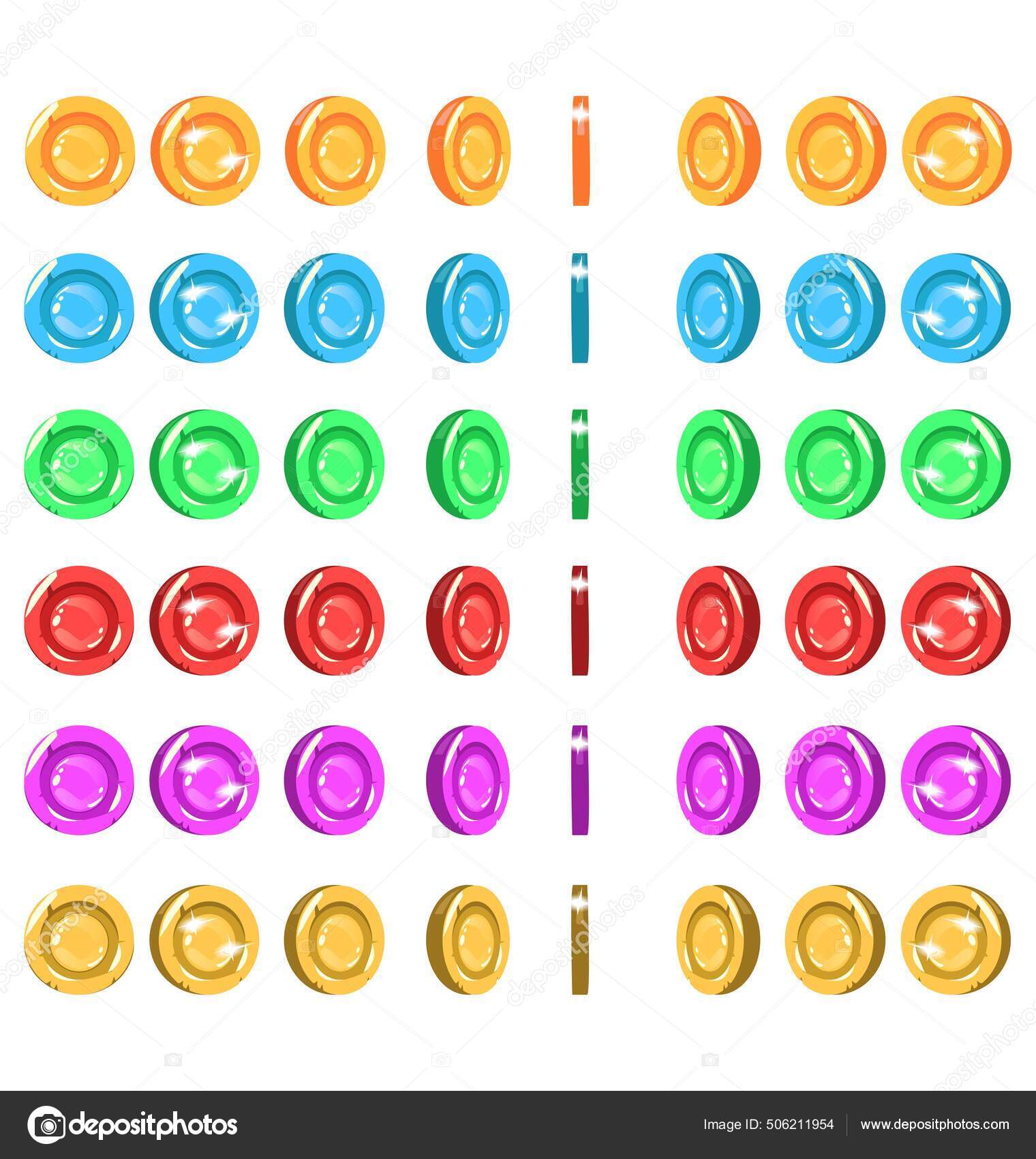 Sprites Spinning Coin Colors Coin Animation Asset Coin Cartoon ...