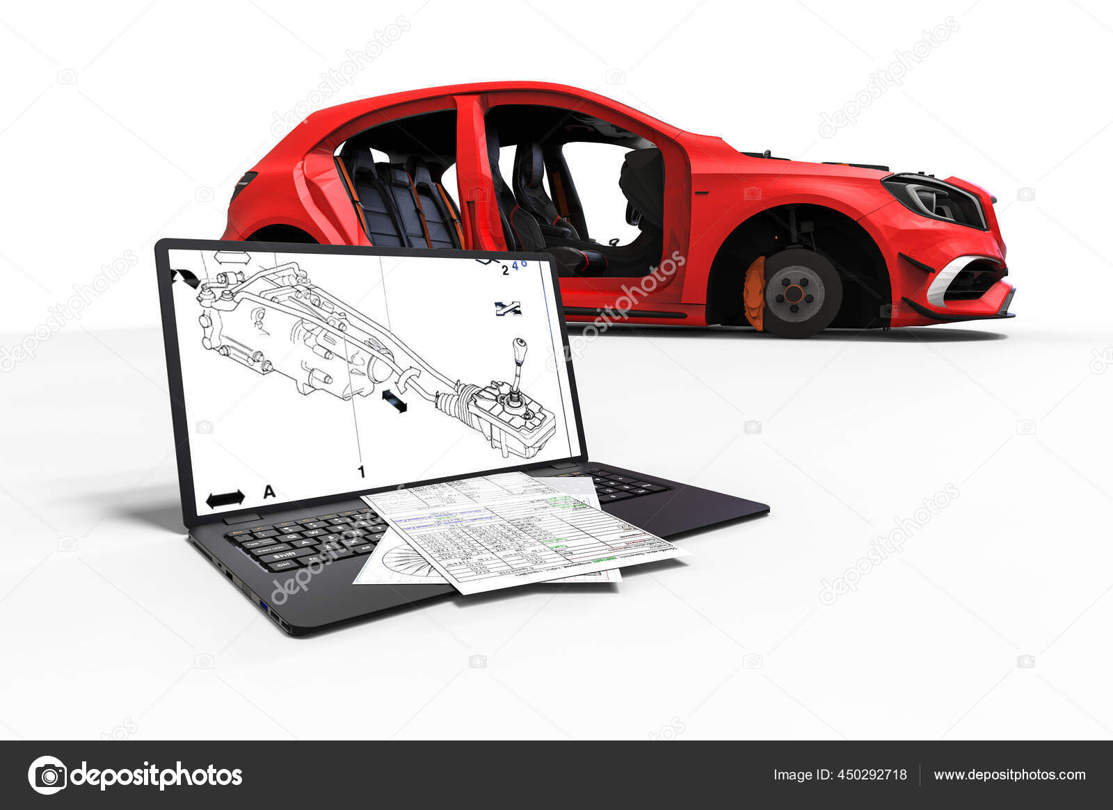 Render Image Computer Automotive Parts Representing Auto Repair Car ...