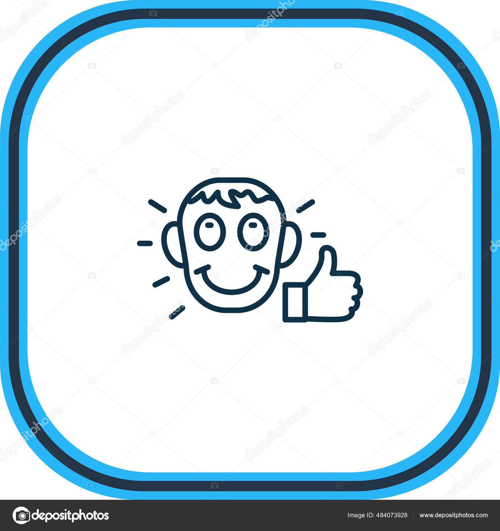 Ilustración de la línea de icono satisfecho. Hermoso elemento emoticono ...