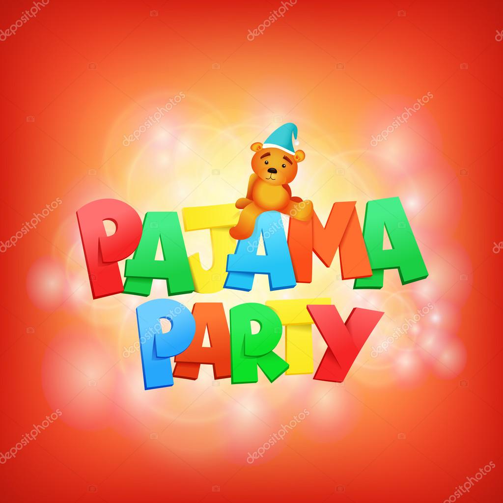 Letras de fiesta de pijama. Plantilla de tarjeta de invitación Vector ...