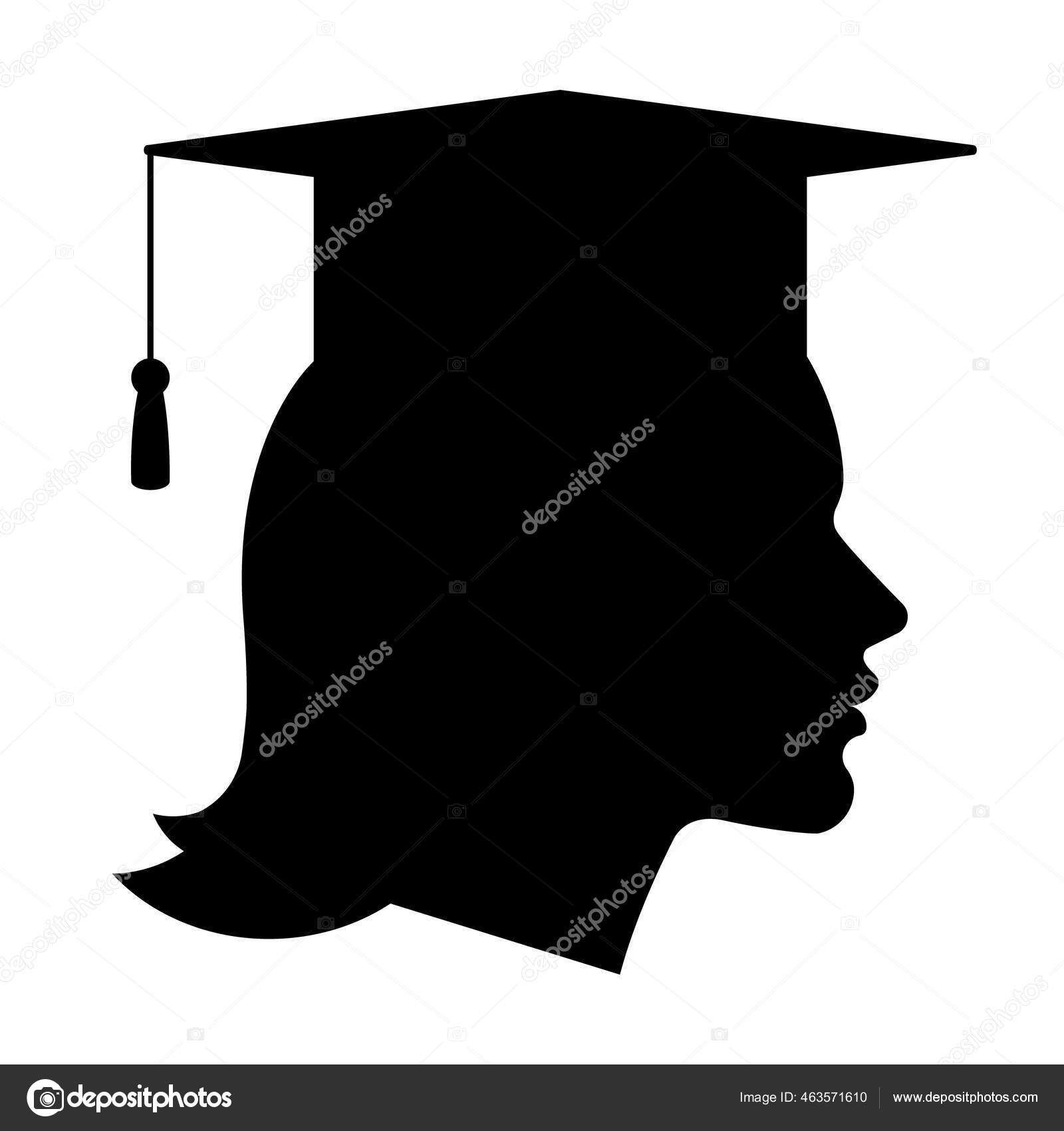 Estudiante Graduado Silueta Mujer Gorra Graduación Concepto Graduarse ...