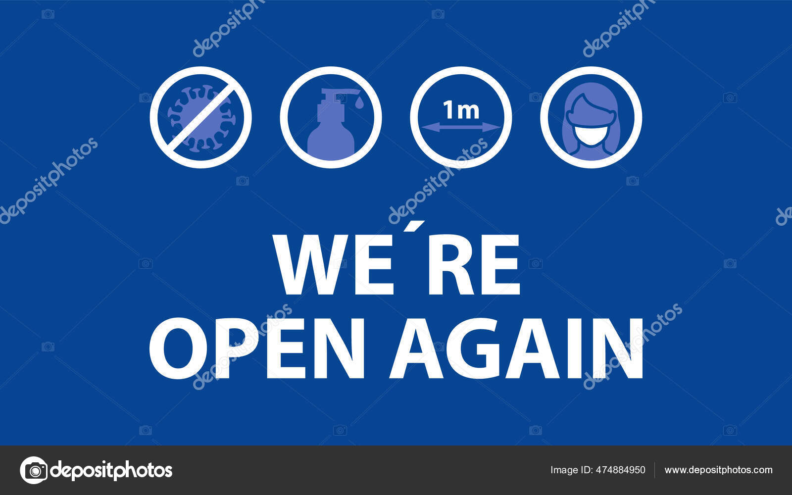 Reopening Concept Open Again Prevention Tips Icons Stop Coronavirus ...