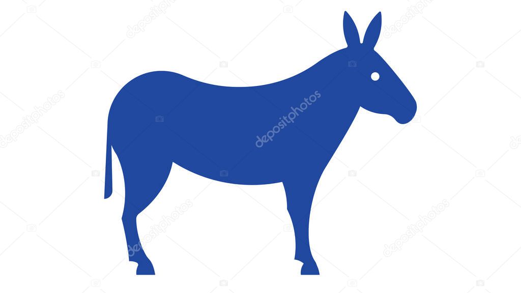 Silueta de burro azul. Vector burro doméstico. Mula aislada sobre fondo ...