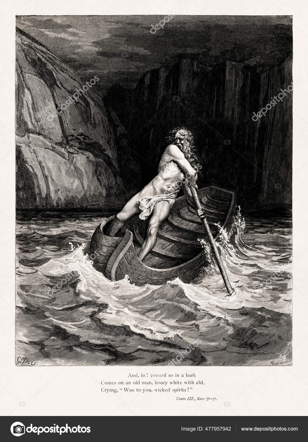 Dibujo Llegada Caronte Realizado 1857 Por Gustave Dore Para Ilustrar ...