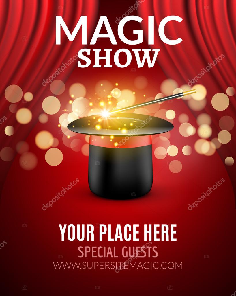 Magic Show poster design template. Magic show flyer design with magic ...