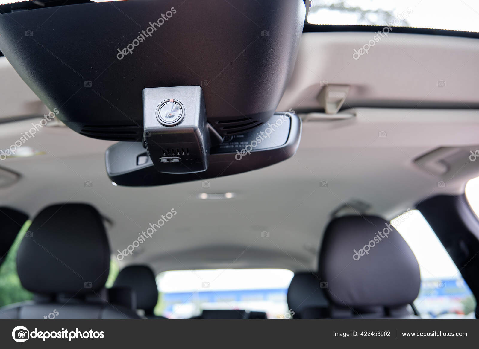 Modern Car Dvr Installed Mirror Automobile Interior — Stock Photo ...