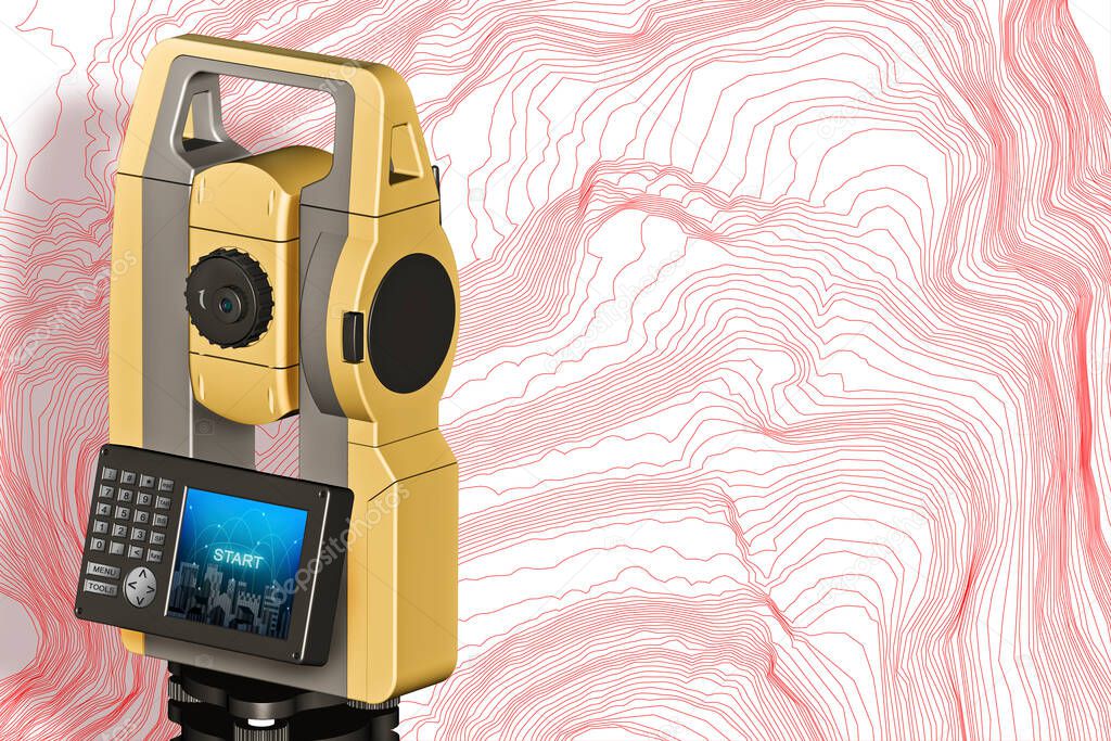 Mapa catastral imaginario del territorio con curvas de relieve y nivel ...