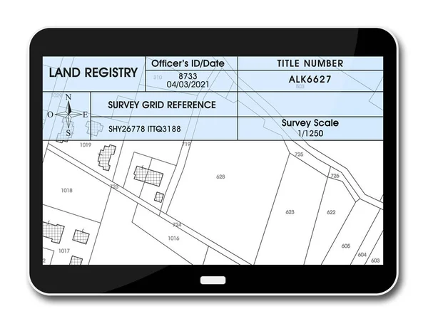 Land registry concept image with an imaginary cadastral map of ...