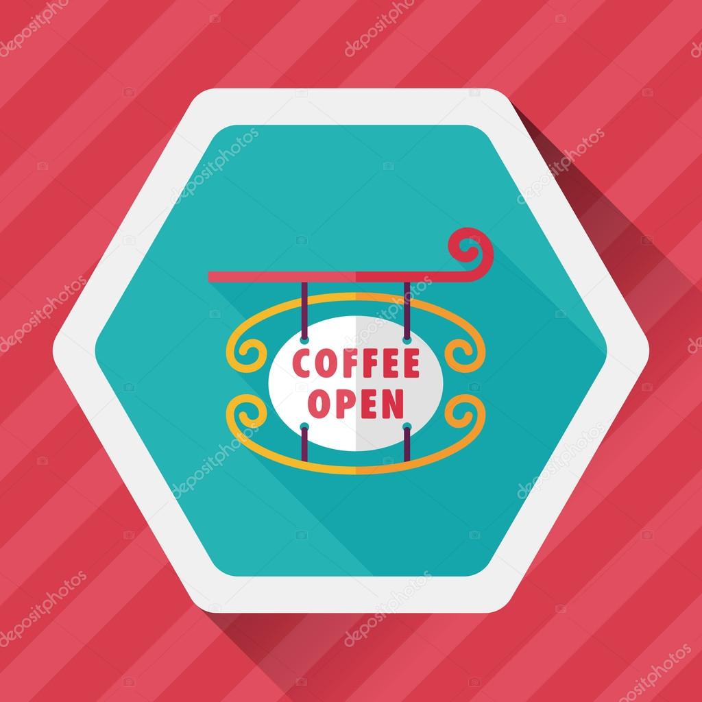 Coffee shop signs flat icon with long shadow,eps10 Stock Vector by ...
