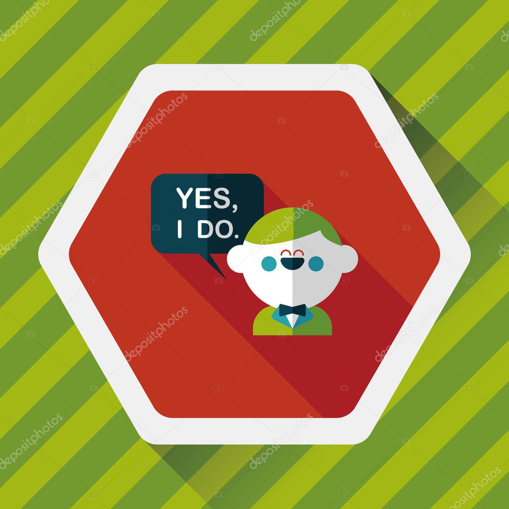 Wedding yes i do words from groom flat icon with long shadow,eps Stock ...