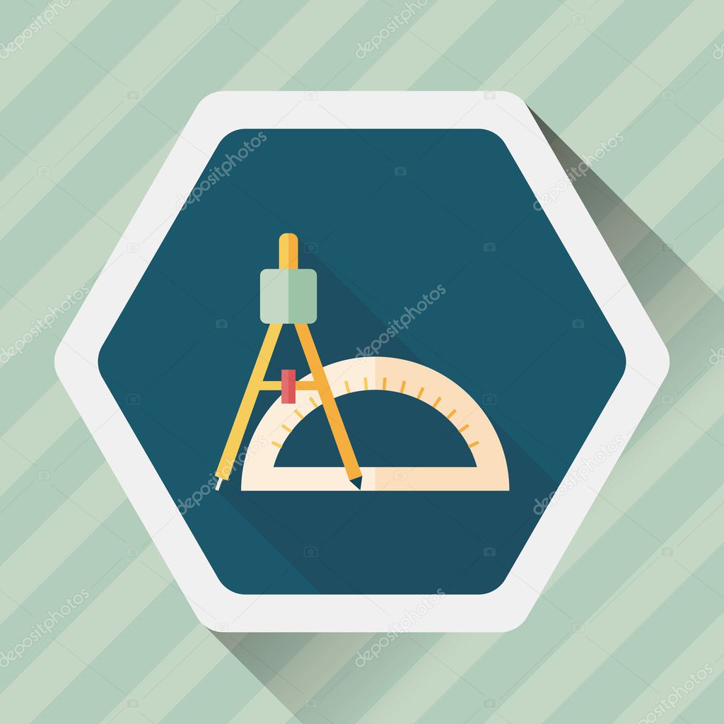 Rulers and compass flat icon with long shadow,eps10 Stock Vector Image ...