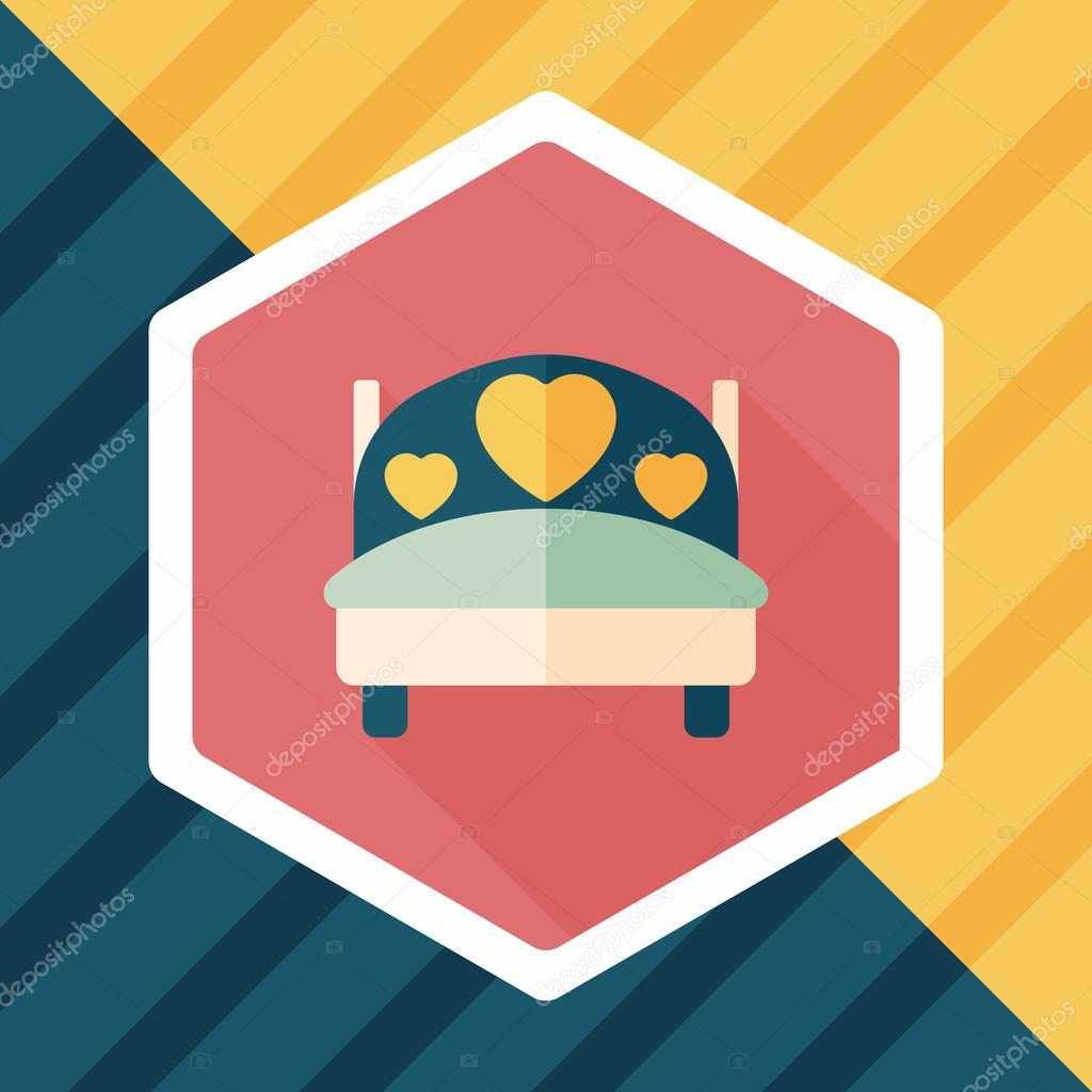 Wedding couple bed flat icon with long shadow,eps10 Stock Vector Image ...