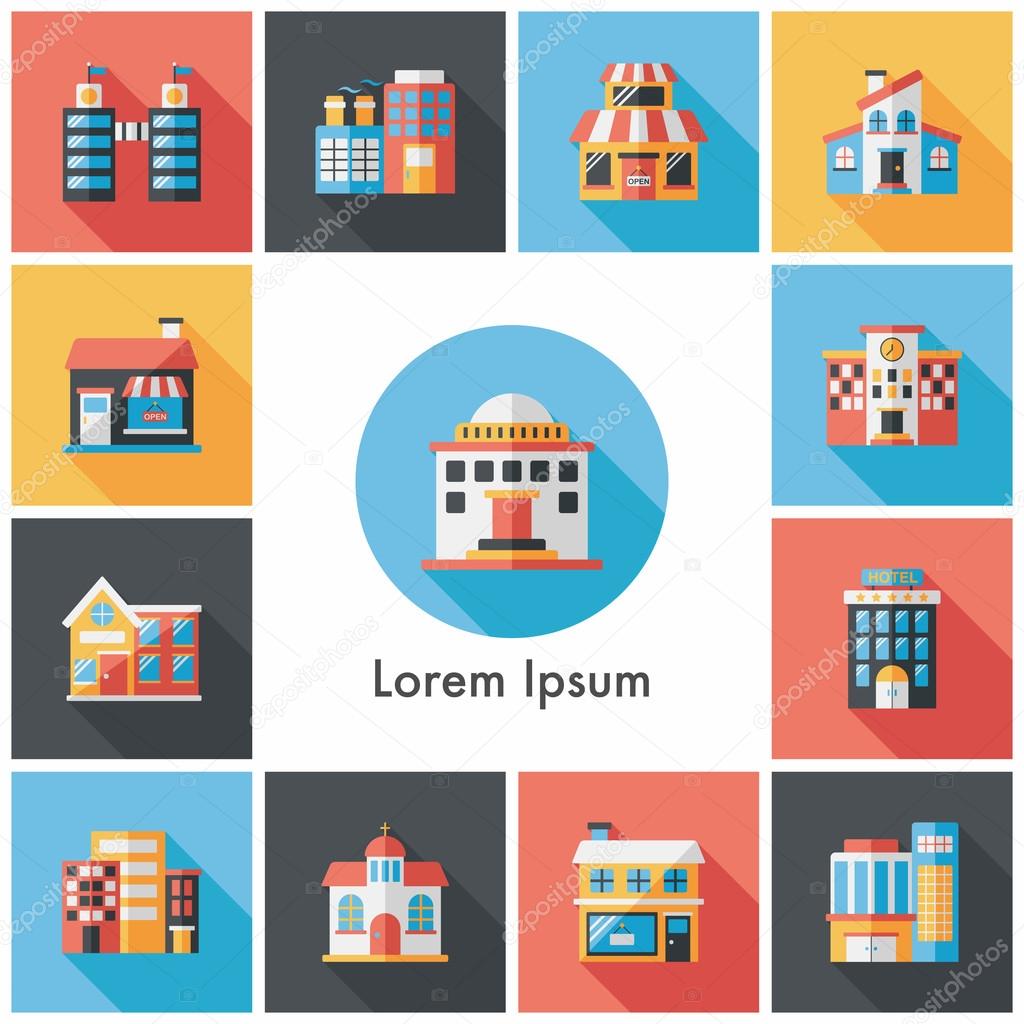 Building and store icons set Stock Vector Image by ©eatcute #116319812