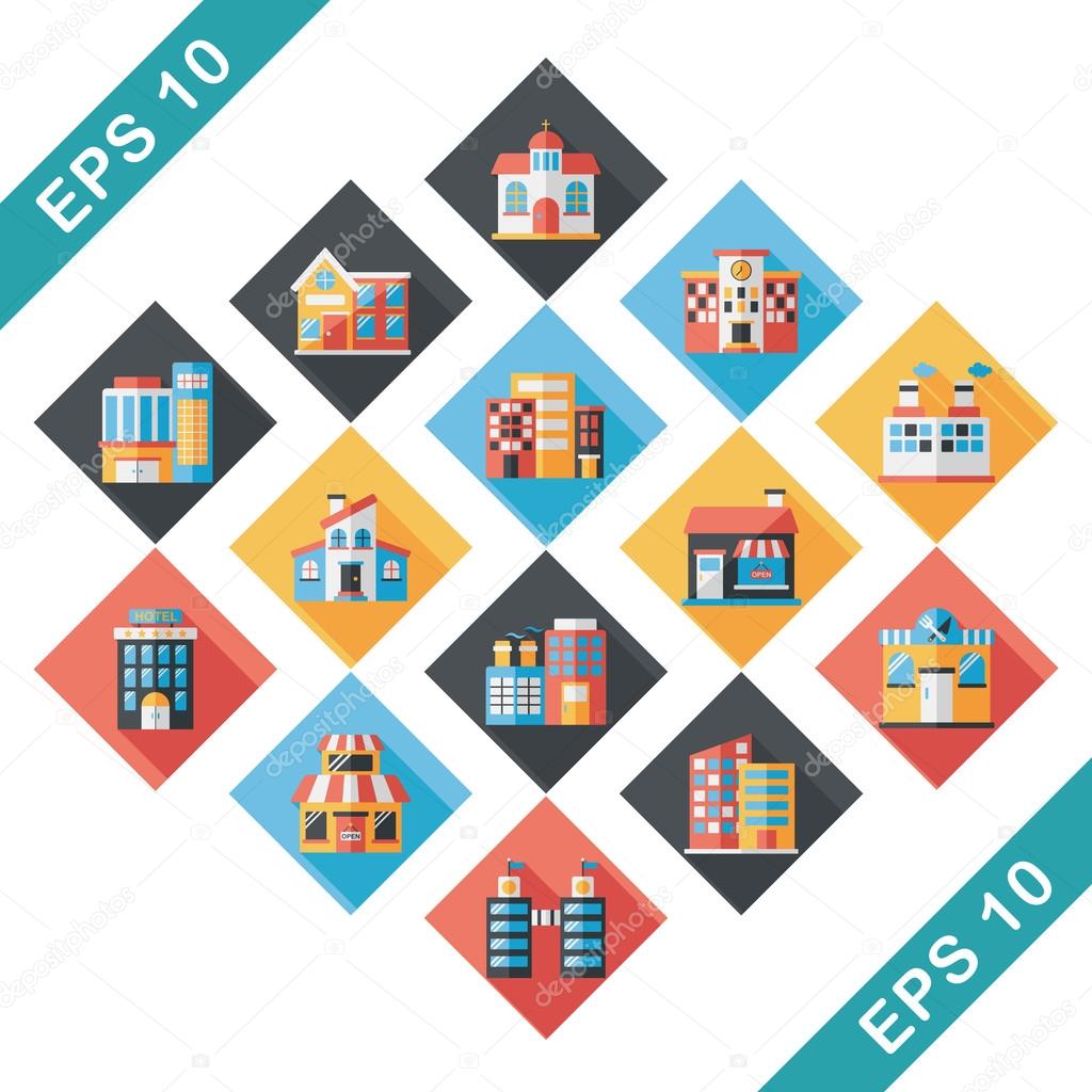 Building and store icons set Stock Vector Image by ©eatcute #118873044