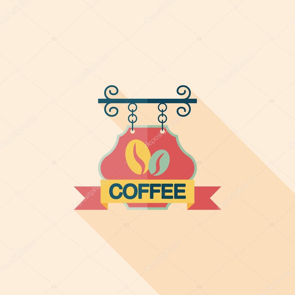 Coffee shop signs flat icon with long shadow,eps10 Stock Vector by ...