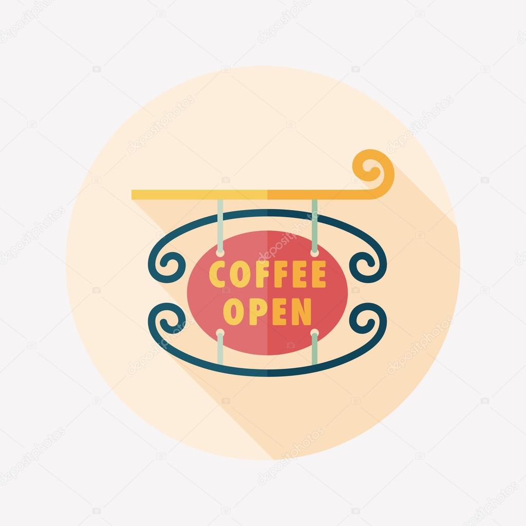 Coffee shop signs flat icon with long shadow,eps10 Stock Vector Image ...