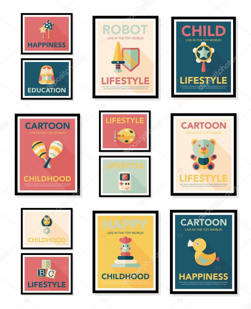 Toy poster flat banner design flat background set, eps10 Stock Vector ...