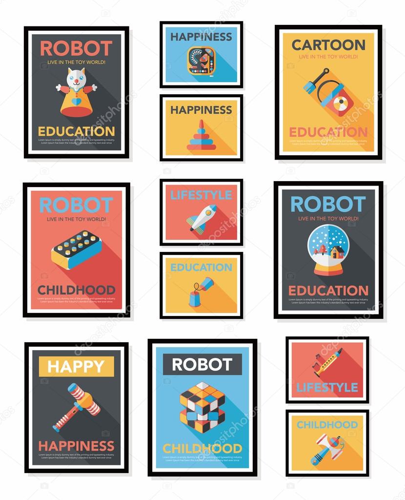 Toy poster flat banner design flat background set, eps10 Stock Vector ...