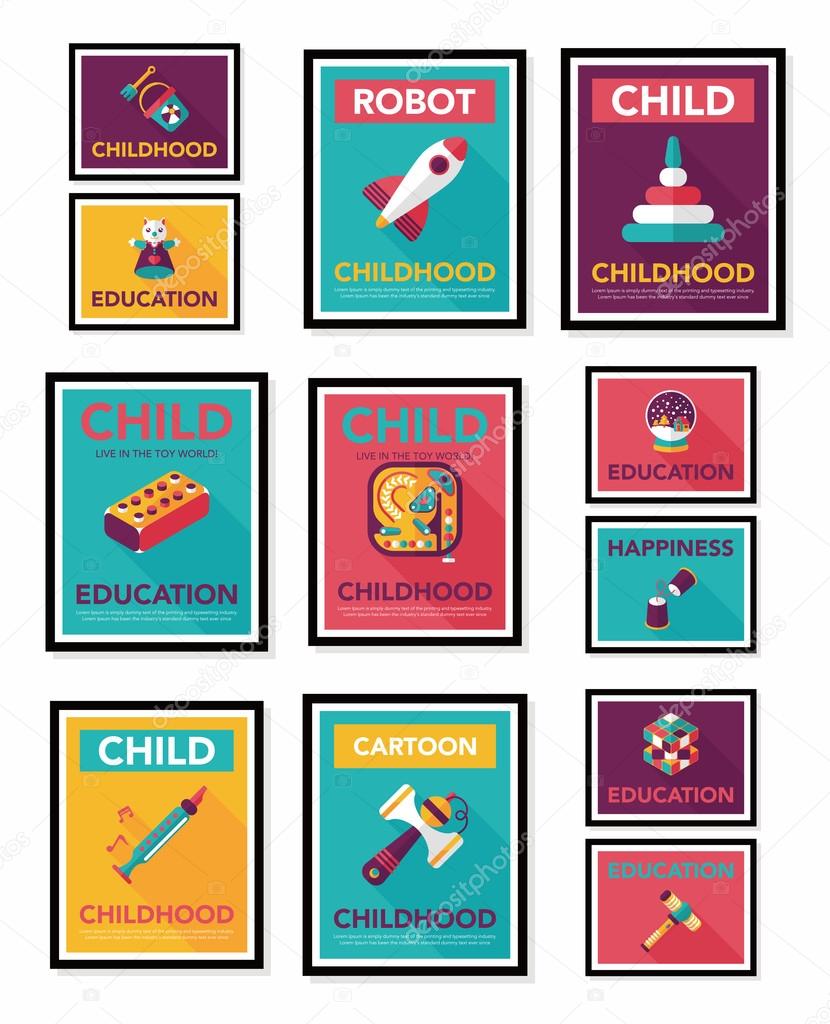 Toy poster flat banner design flat background set, eps10 Stock Vector ...