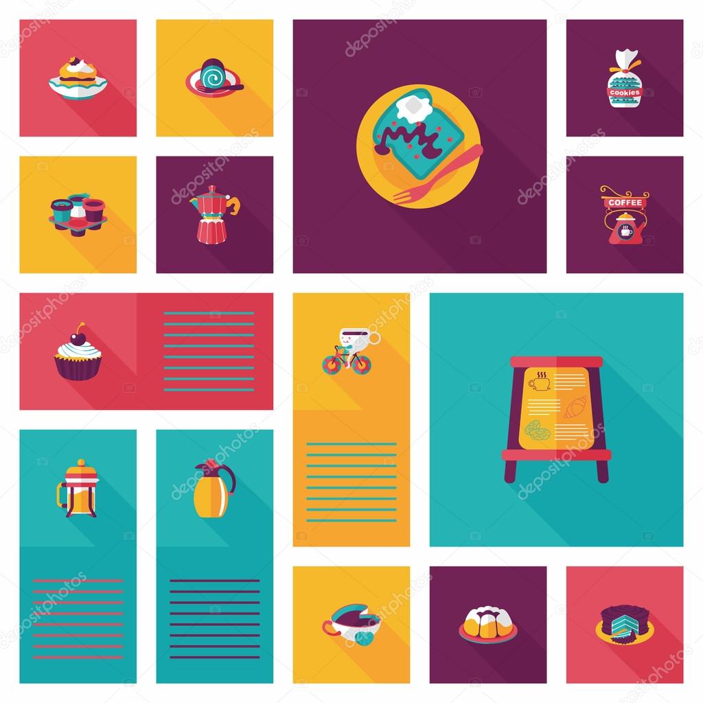Coffee flat ui background set, eps10 Stock Illustration by ©eatcute ...