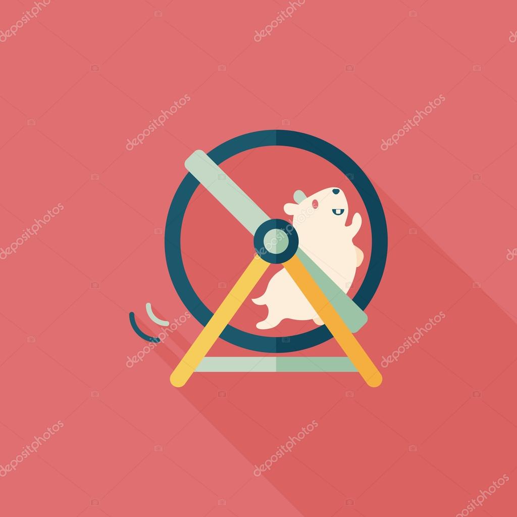 Pet mouse exercise wheel flat icon with long shadow,eps10 Stock Vector ...
