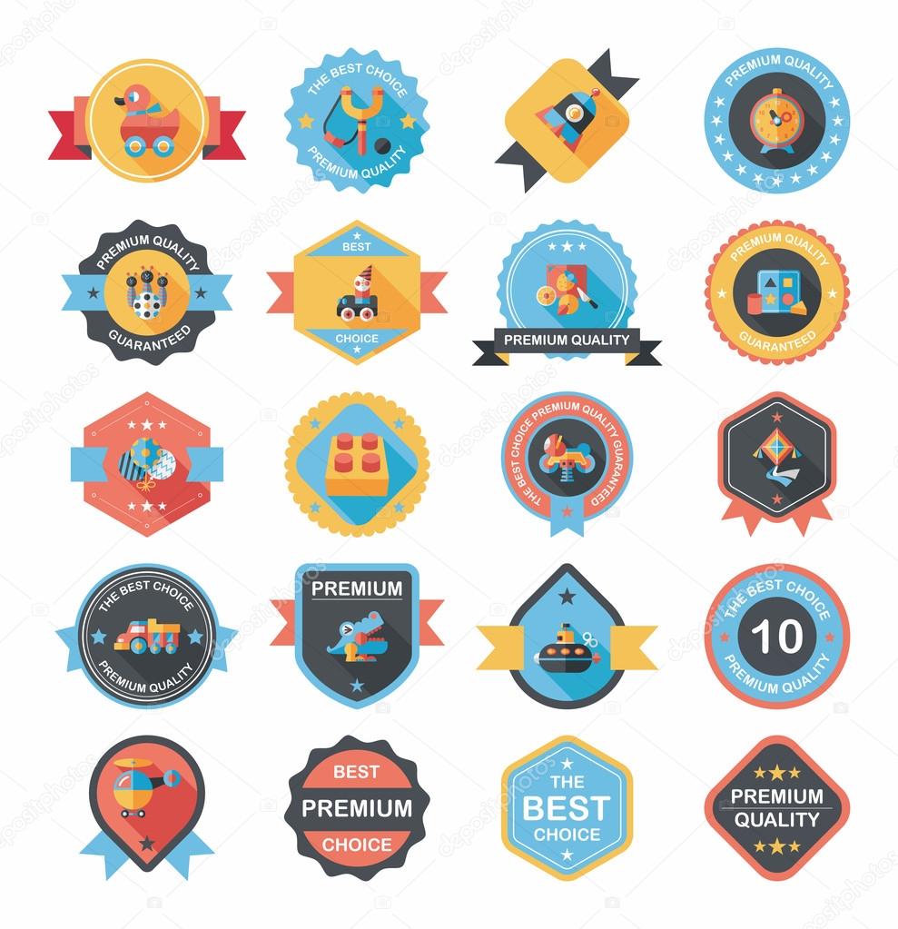 Toy badge banner design flat background set, eps10 Stock Vector Image ...