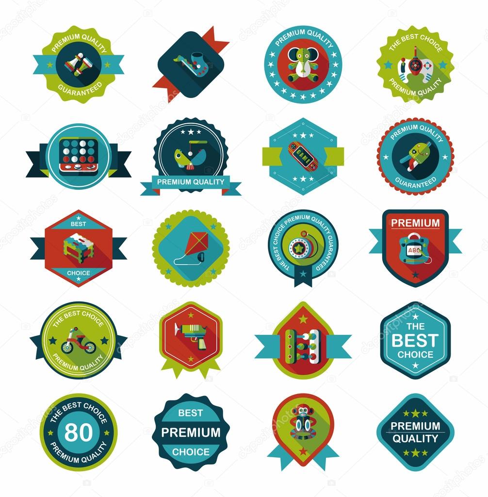 Toy badge banner design flat background set, eps10 Stock Vector Image ...
