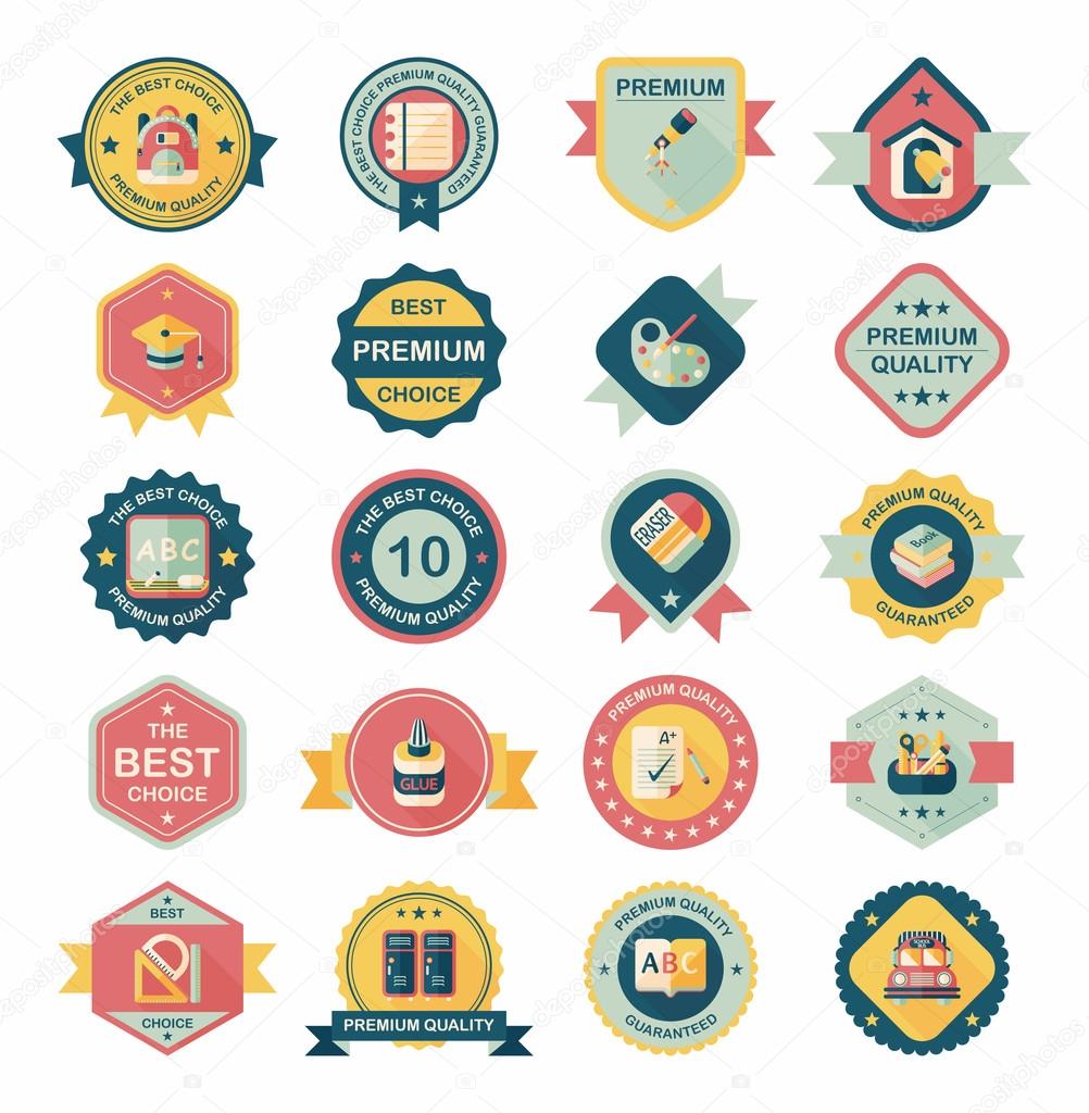School badge banner design flat background set, eps10 Stock Vector ...