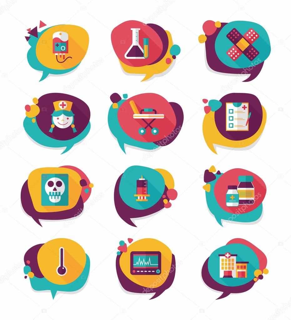 Hospital bubble speech banner design flat background set, eps10 Stock ...