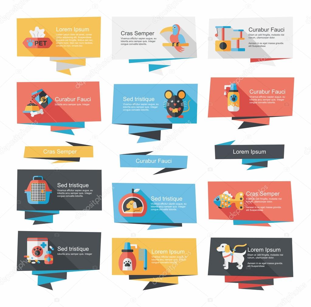 Pet flat banner design background set, eps10 Stock Vector Image by ...