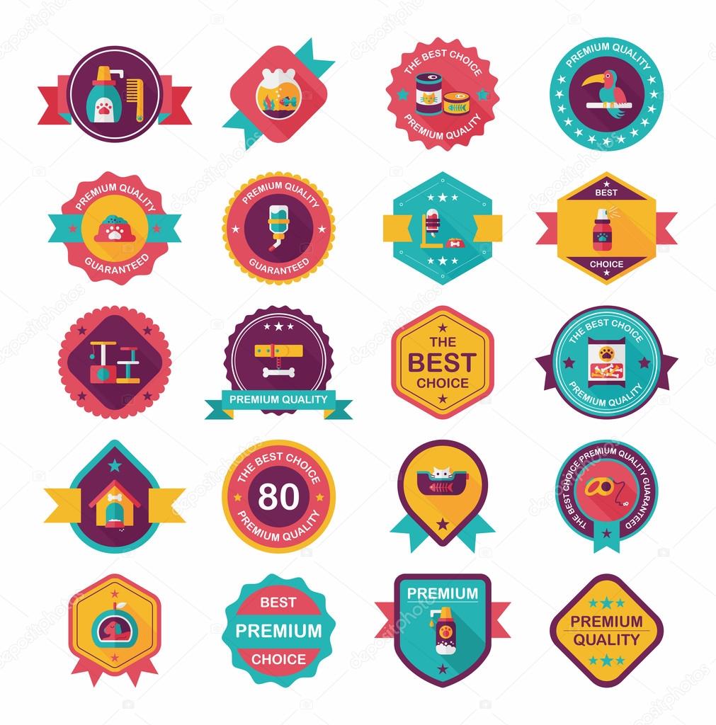 Pet badge flat banner design background set, eps10 Stock Vector by ...