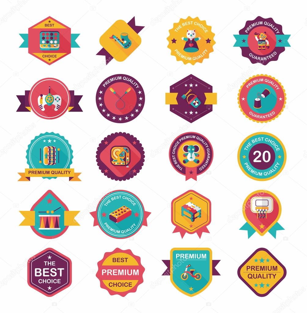 Toy badge banner design flat background set, eps10 Stock Vector Image ...