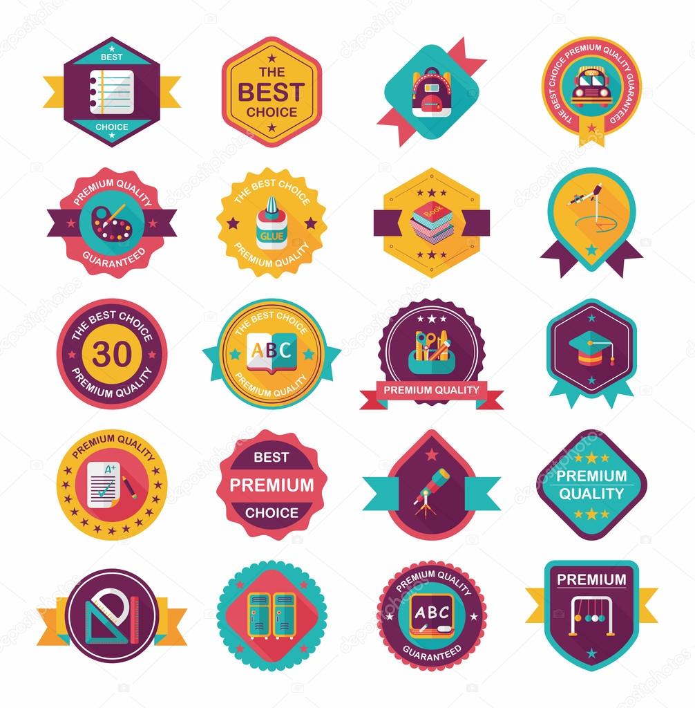 School badge banner design flat background set, eps10 Stock Vector ...