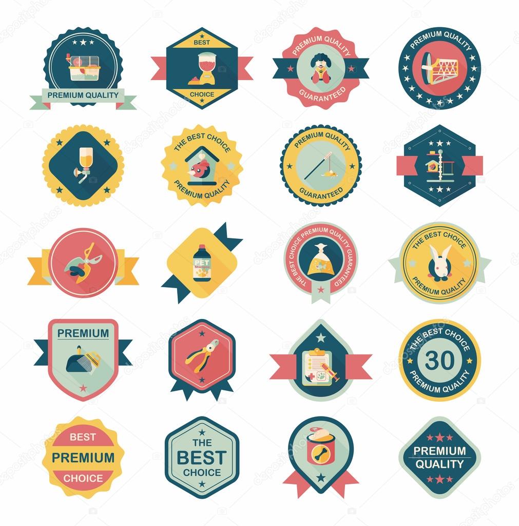 Pet badge flat banner design background set, eps10 Stock Vector by ...