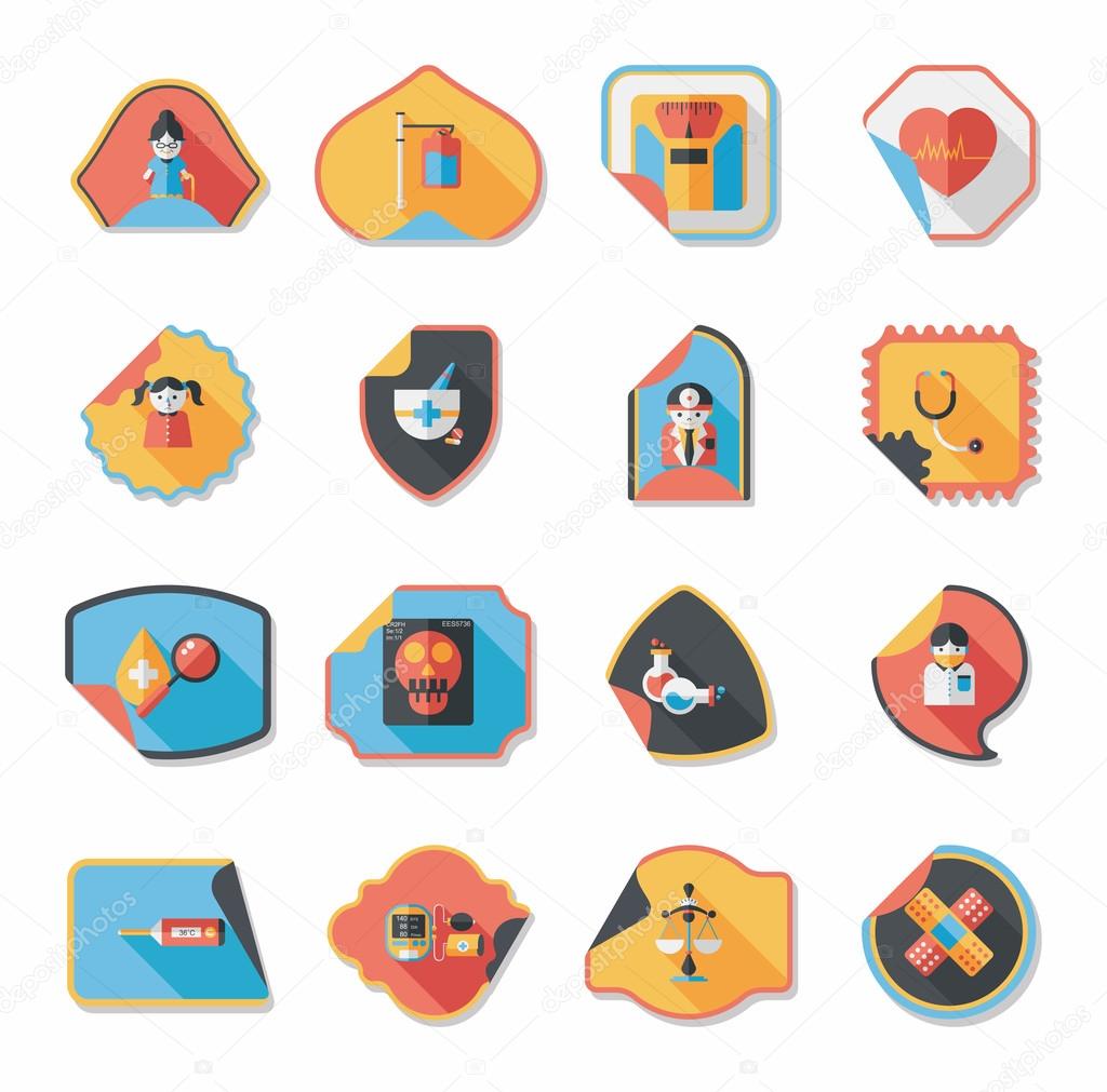 Hospital sticker flat banner background set, eps10 Stock Vector Image ...