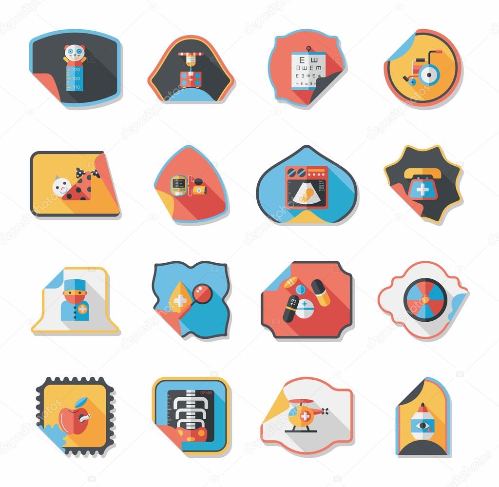 Hospital sticker flat banner background set, eps10 Stock Vector by ...