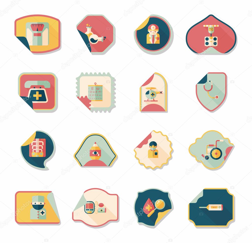 Hospital sticker flat banner background set, eps10 Stock Illustration ...