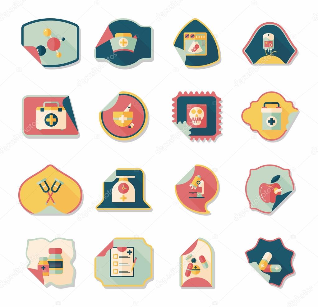 Hospital sticker flat banner background set, eps10 Stock Vector Image ...