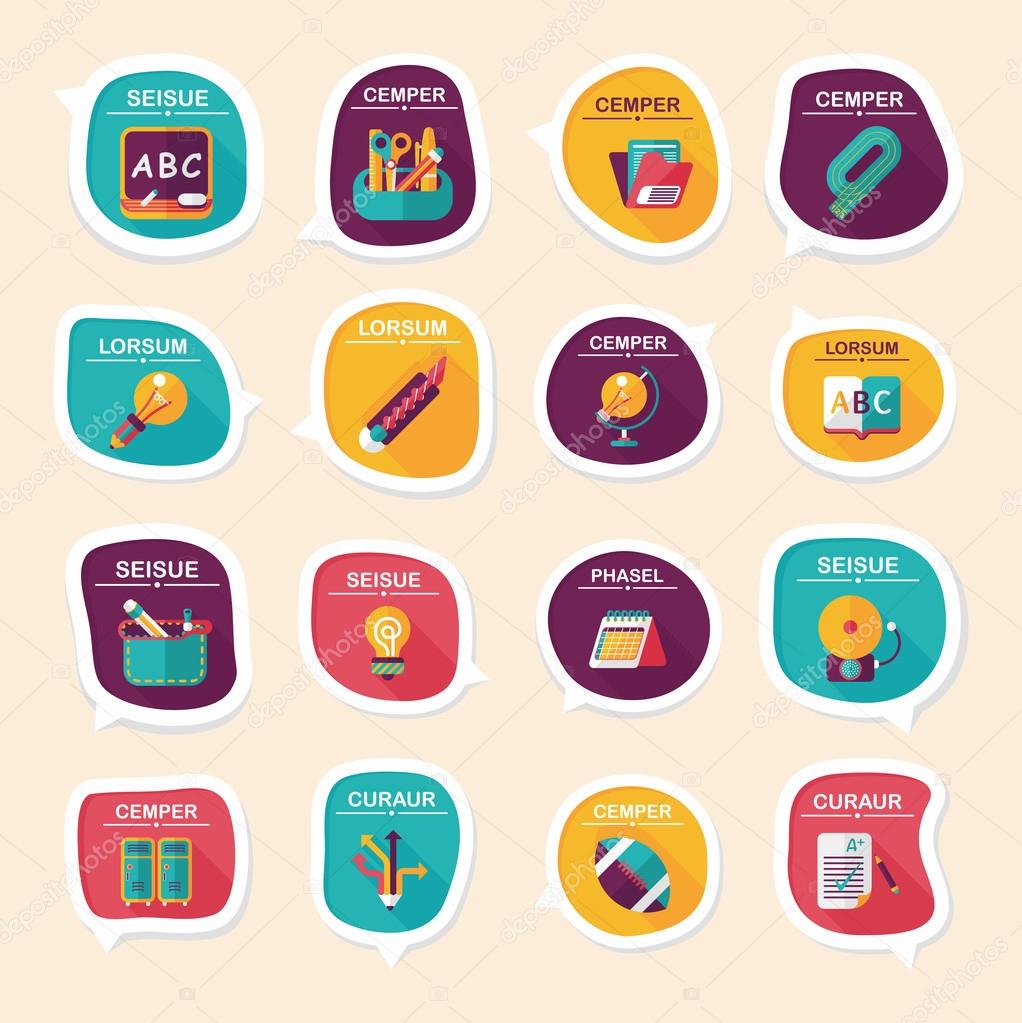 School bubble speech banner design flat background set, eps10 Stock ...