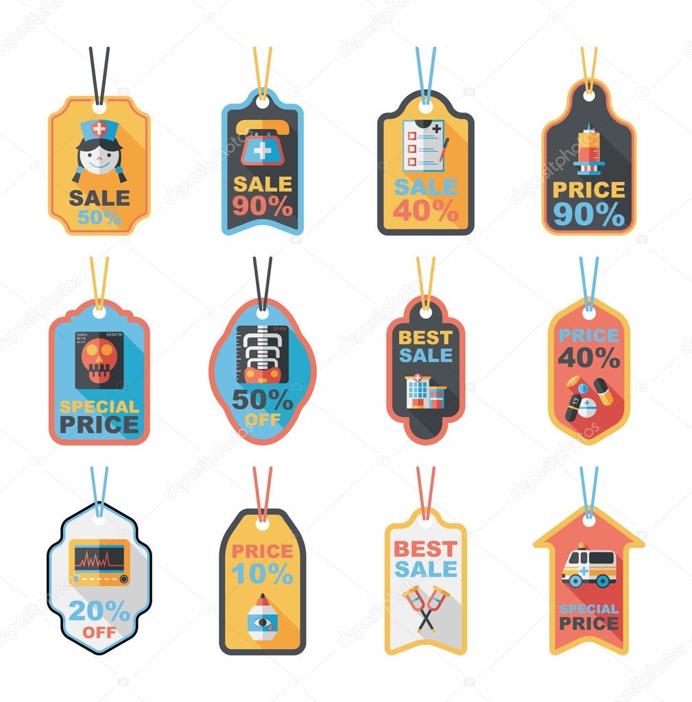 Hospital tag flat banner background set, eps10 Stock Illustration by ...