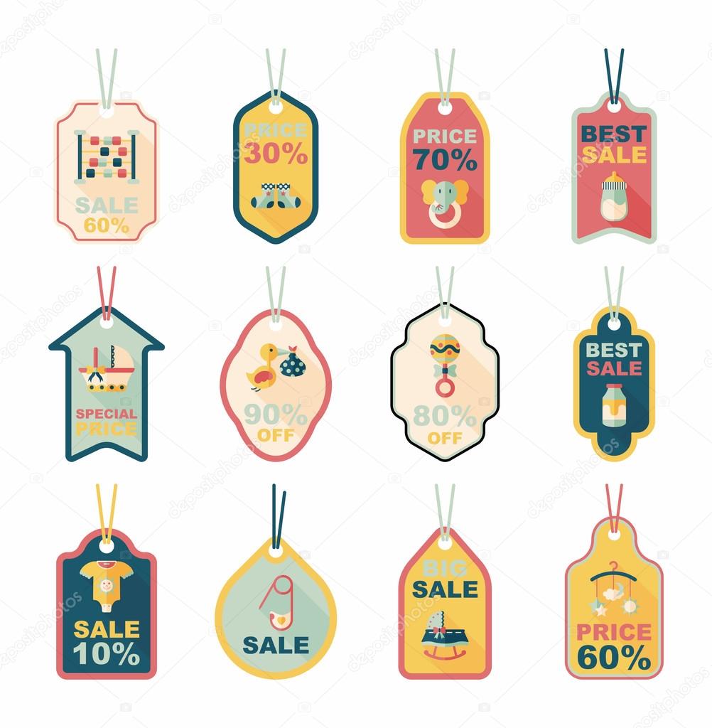 Baby tag banner design flat background set, eps10 Stock Vector by ...