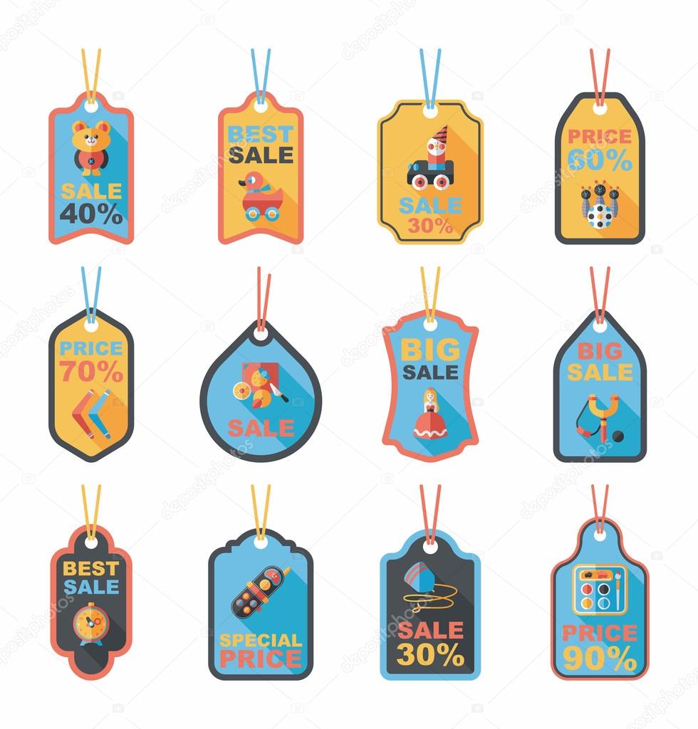 Toy tag flat banner background set, eps10 Stock Illustration by ...