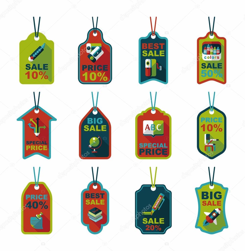 School tag flat banner background set, eps10 Stock Vector Image by ...