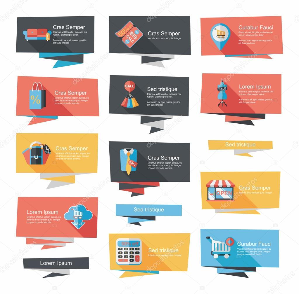 Shopping banner flat design background set, eps10 Stock Vector Image by ...