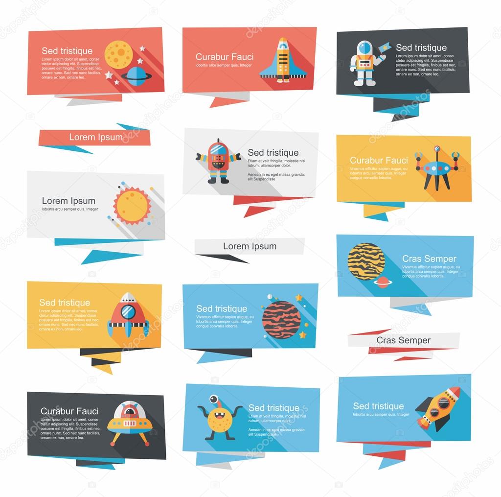 Space banner flat design background set, eps10 Stock Vector Image by ...