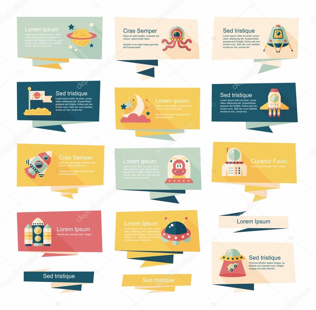 Space banner flat design background set, eps10 Stock Vector Image by ...