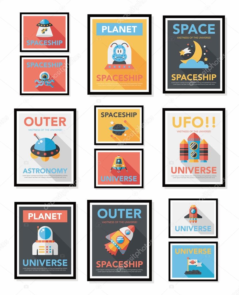 Space poster banner flat design background set, eps10 Stock Vector ...