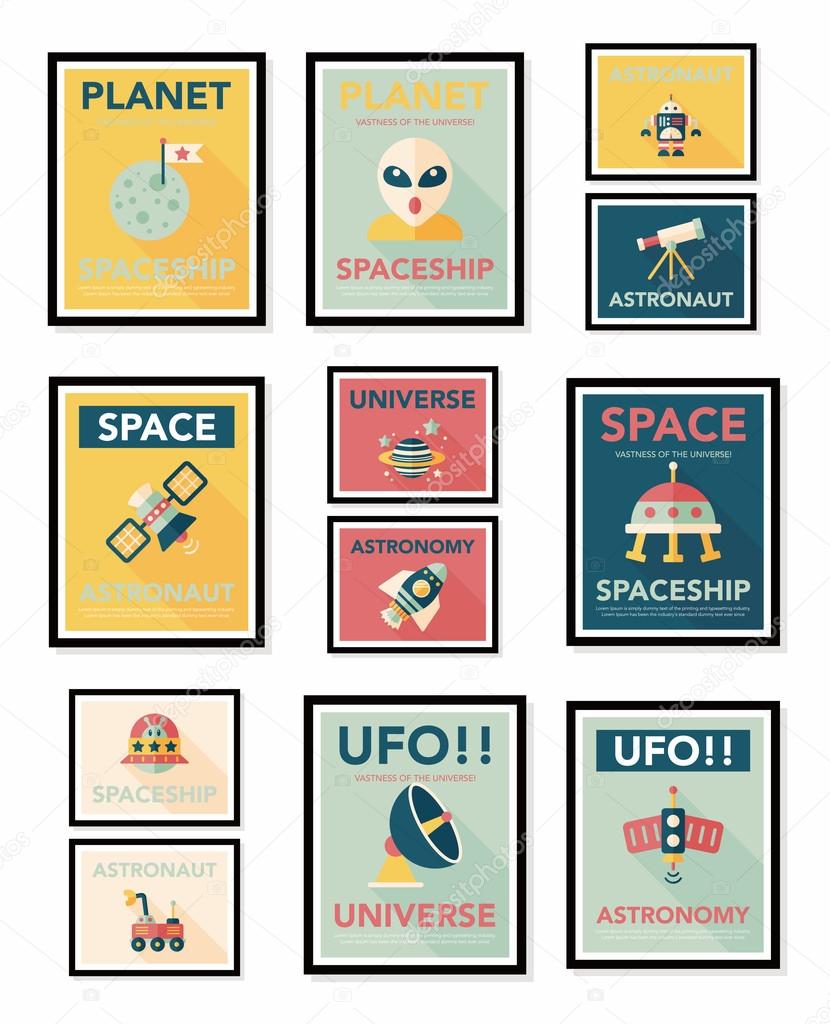 Space poster banner flat design background set, eps10 Stock Vector ...