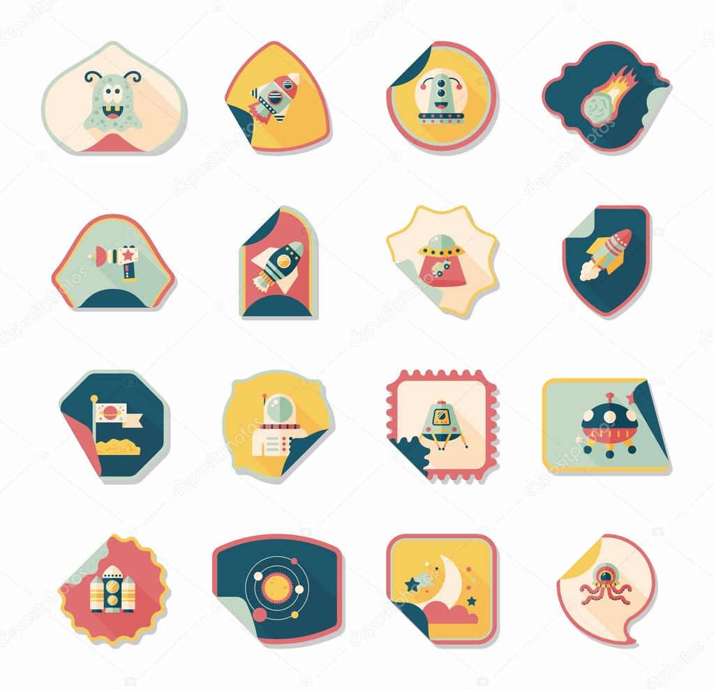 Space stickers banner flat design background set, eps10 Stock Vector ...